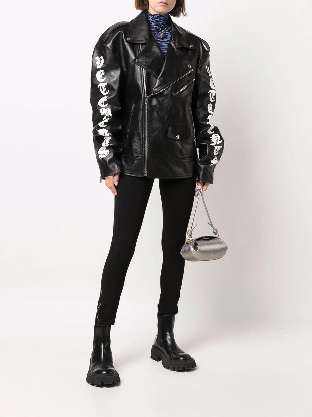 VETEMENTS spray-paint logo biker jacket | Smart Closet