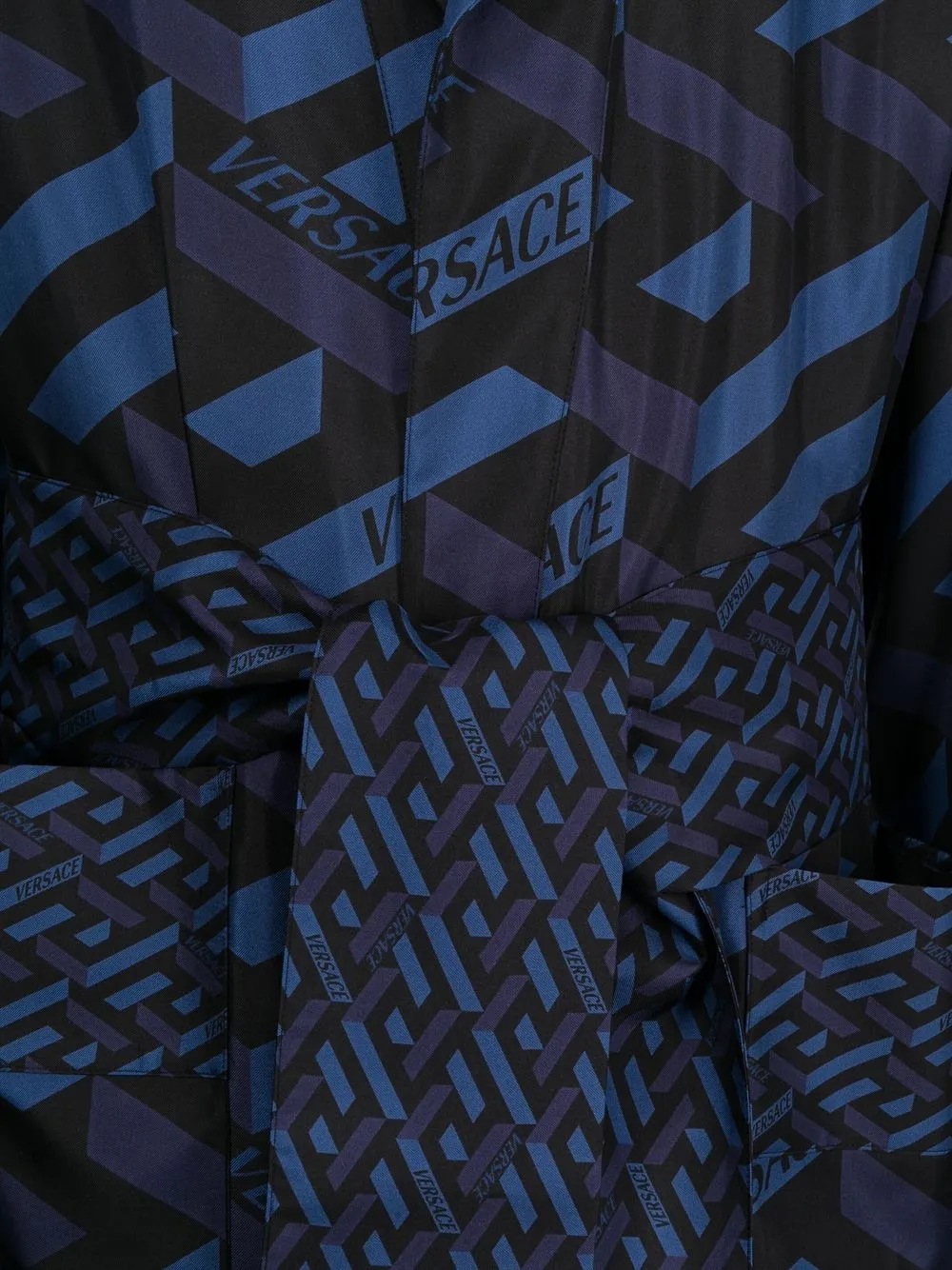 Versace Greca-pattern Silk Robe | Blue | FARFETCH UK