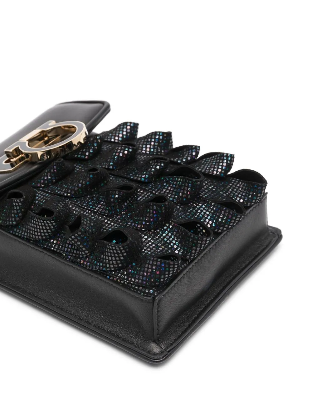 Ferragamo Small Ruffled Crossbody Bag In Black | ModeSens