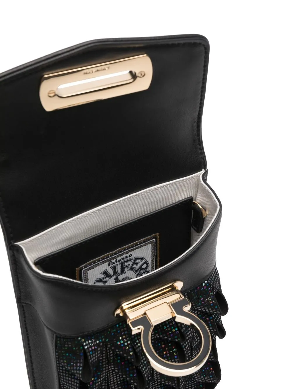 Ferragamo Small Ruffled Crossbody Bag In Black | ModeSens