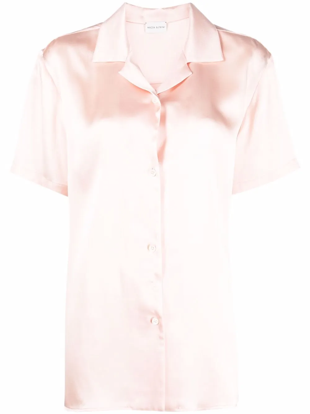 Magda Butrym Short-sleeve Silk Bowling Shirt In Pink | ModeSens