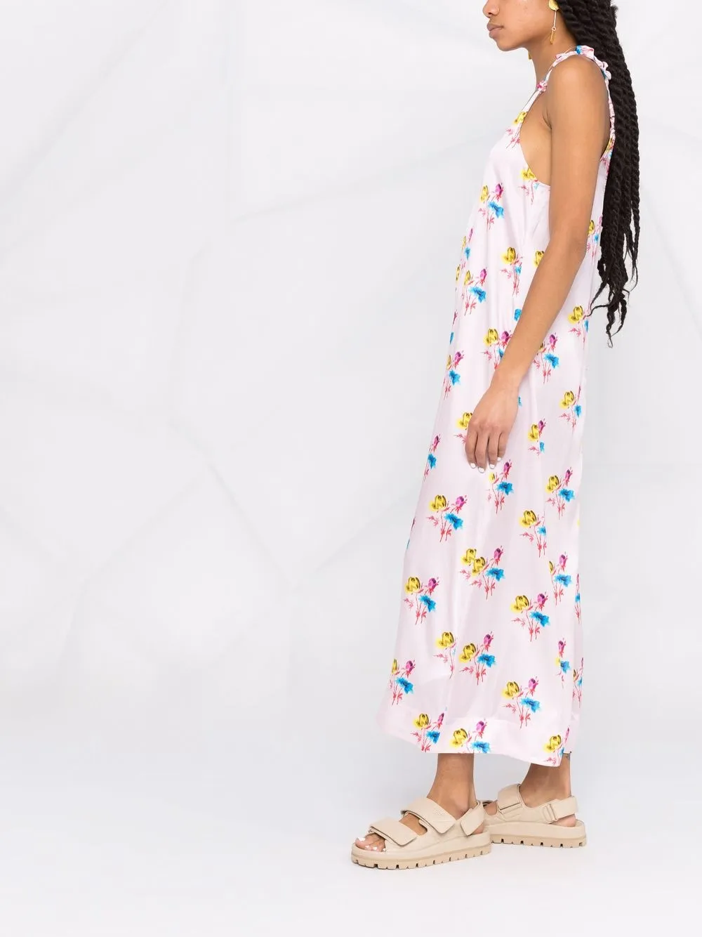 Ganni Floral Print Slip Midi Dress Farfetch