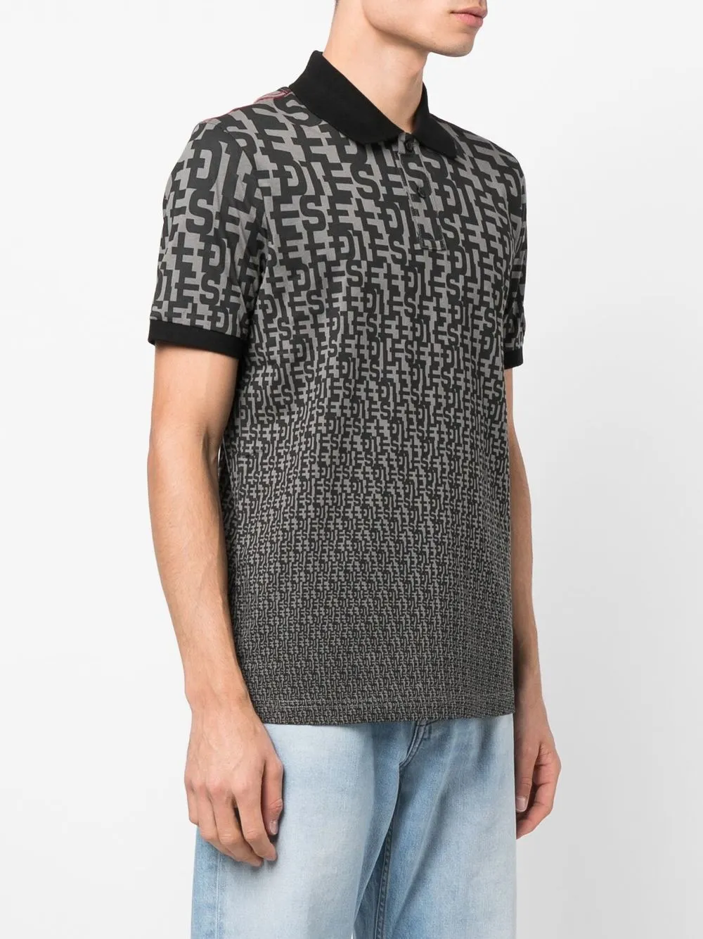 Diesel Logo-print Polo Shirt In Grey | ModeSens