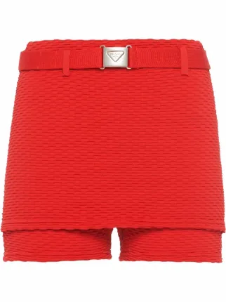 Prada Jacquard Belted Mini Shorts - Farfetch