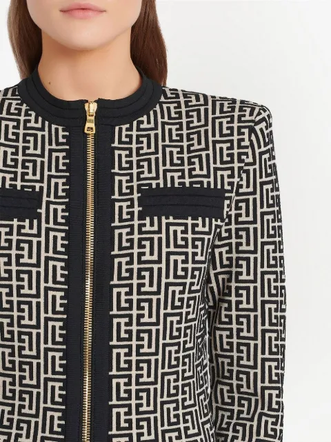 Balmain monogram-pattern Cropped Jacket - Farfetch
