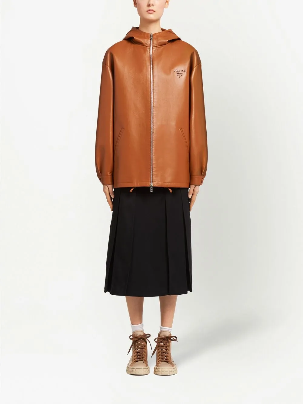 Prada Hooded Leather Jacket - Farfetch