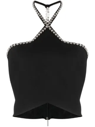 MSGM crystal-embellished Halterneck Top | Black | FARFETCH