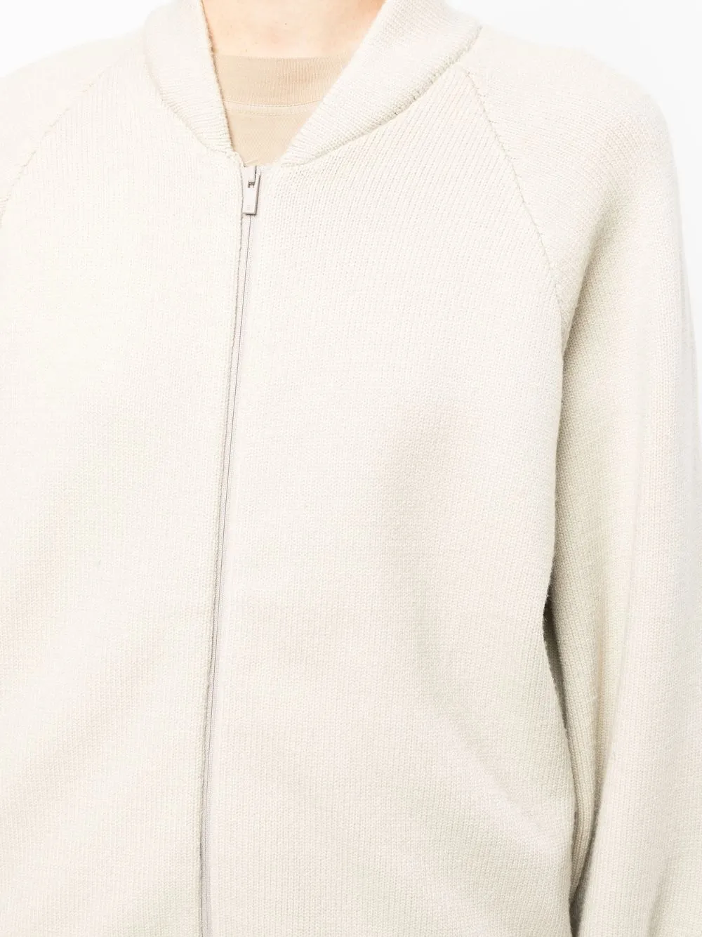Essentials Zip-up Knitted Cardigan In Neutrals | ModeSens