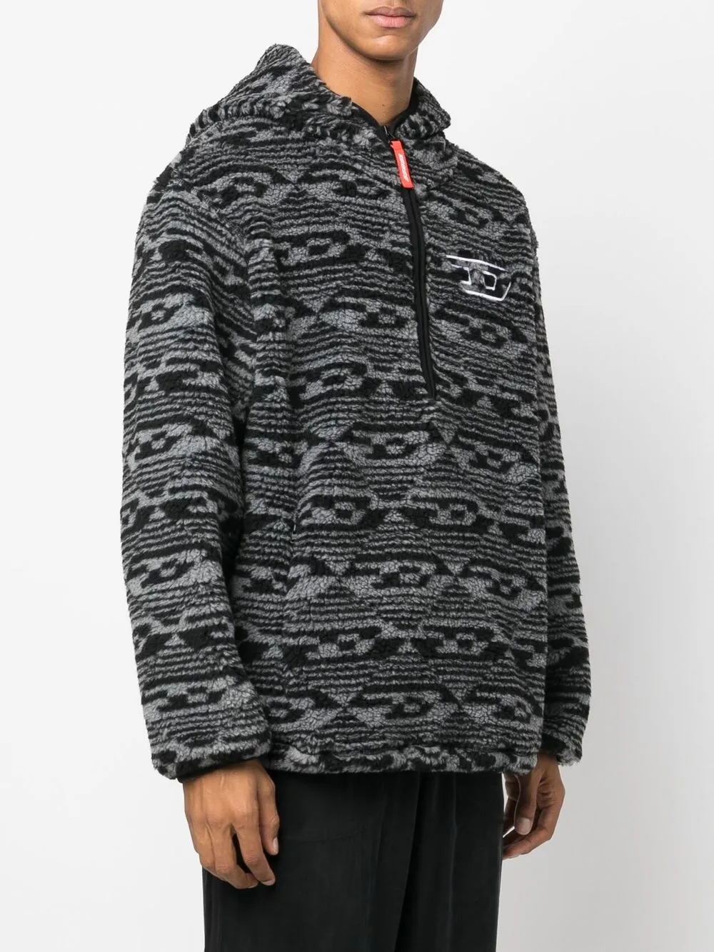Diesel monogram-pattern Fleece Hoodie - Farfetch