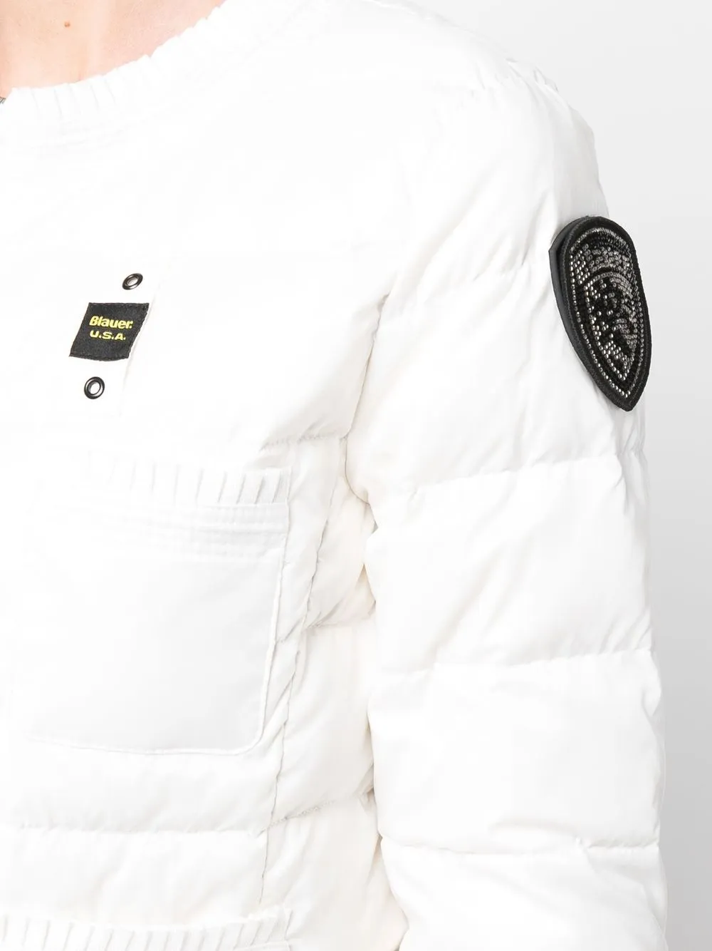Blauer Logo-patch Padded Jacket In White | ModeSens
