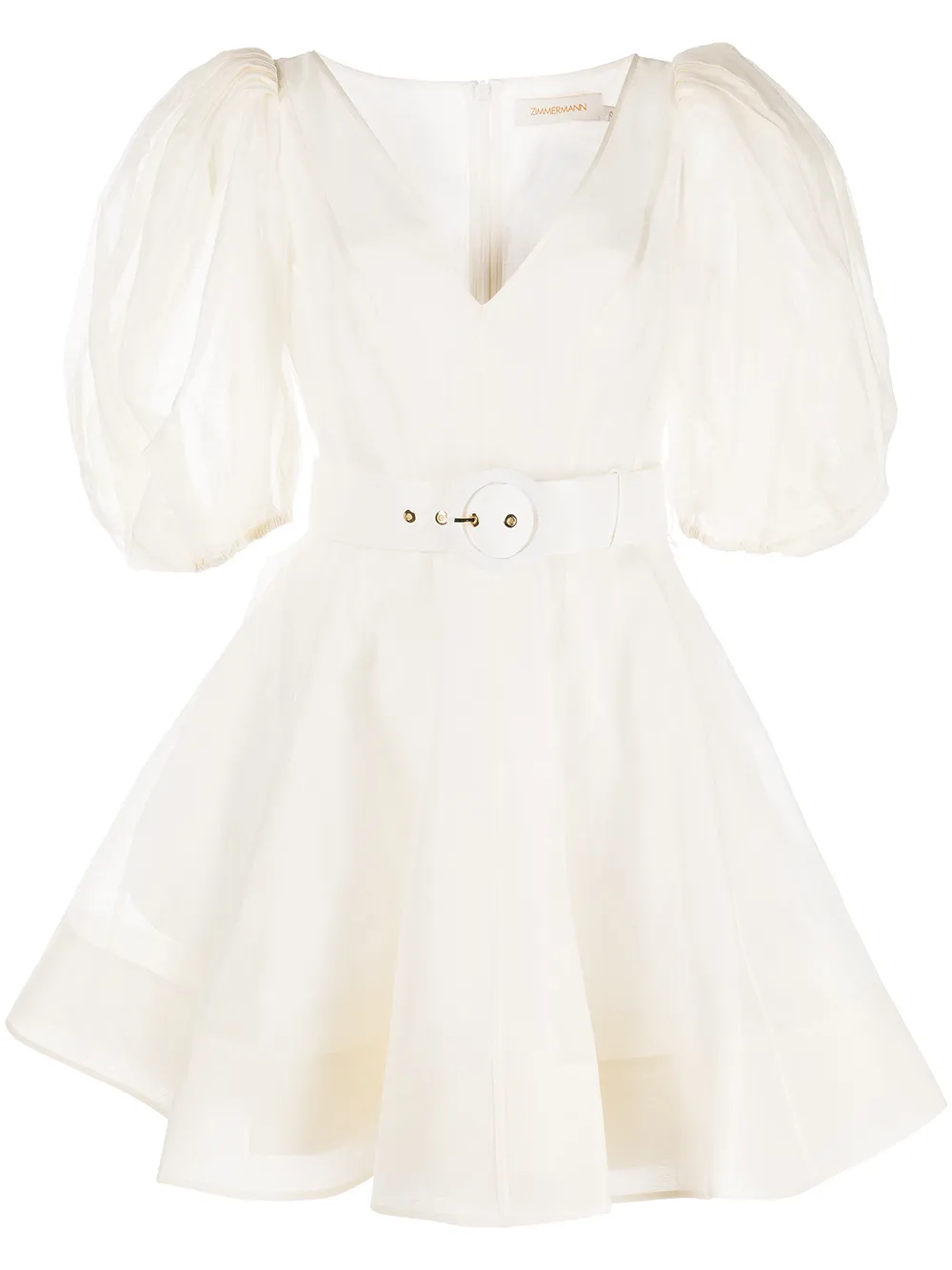 Zimmermann Dancer Puff-sleeve Mini Dress In Weiss | ModeSens