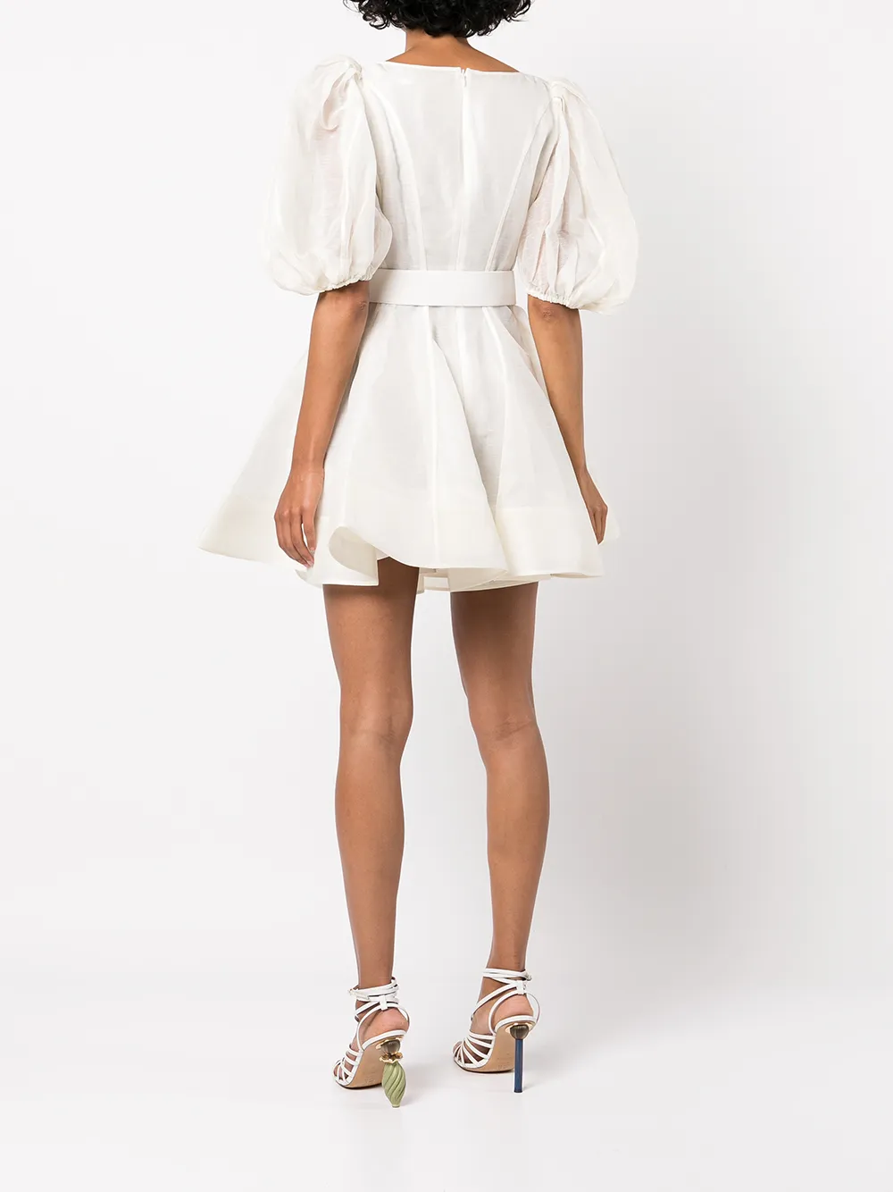 Zimmermann Dancer Puff-sleeve Mini Dress In Weiss | ModeSens
