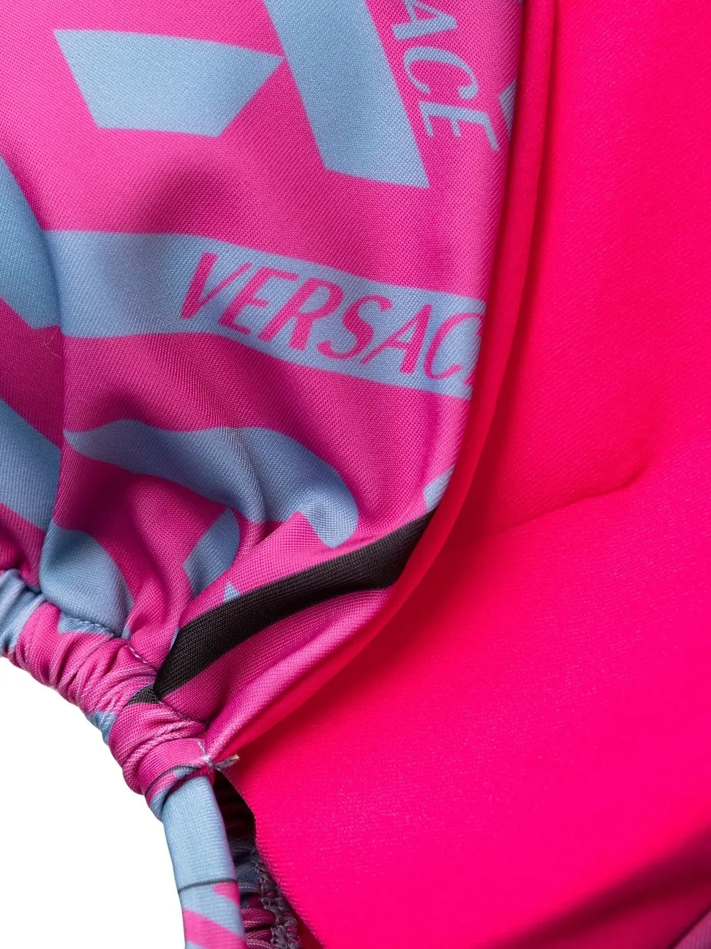 Versace Logo Print Triangle Bikini Top In Pink Modesens