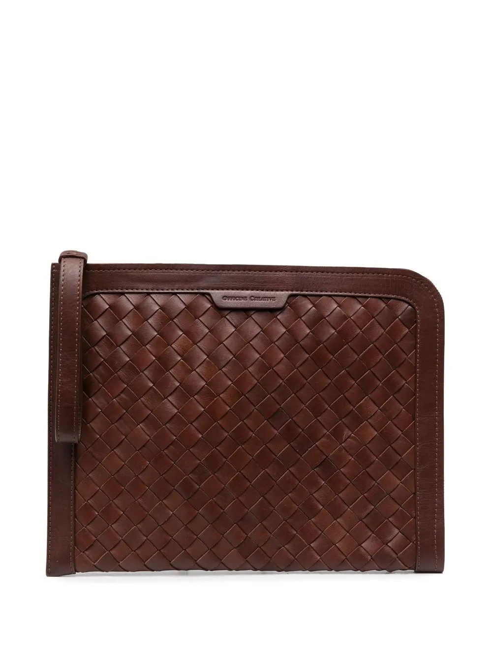 Officine Creative Armor Woven Clutch Bag In Brown | ModeSens