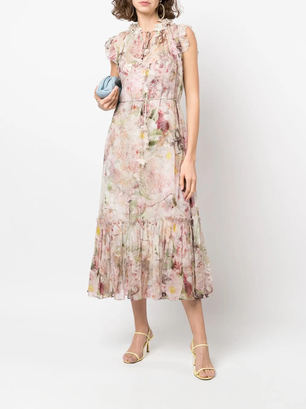 Zimmermann Dancer Flutter Floral Print Midi Dress In Multi Modesens