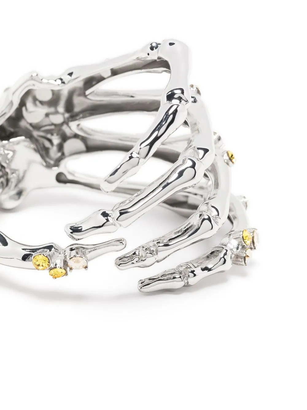 Raf Simons Crystal-embellished Skeleton Cuff Bracelet In Silver | ModeSens