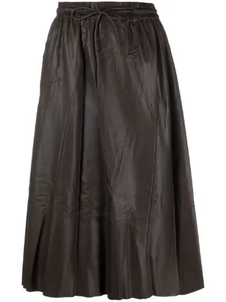 Yves Salomon Flared Leather Midi Skirt - Farfetch