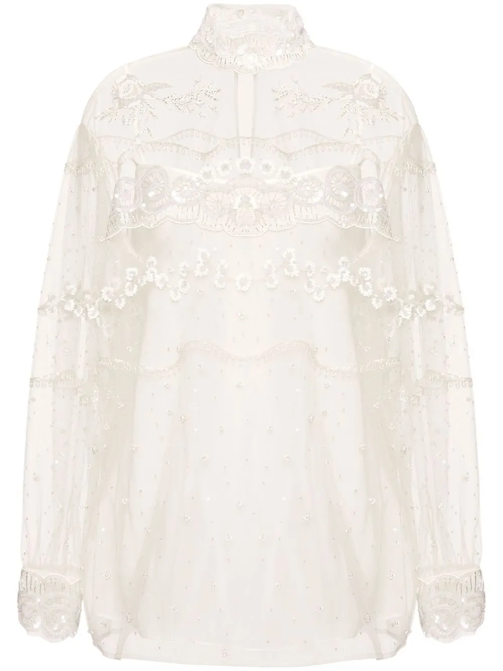 Valentino Garavani Floral Embroidered High Neck Blouse Farfetch