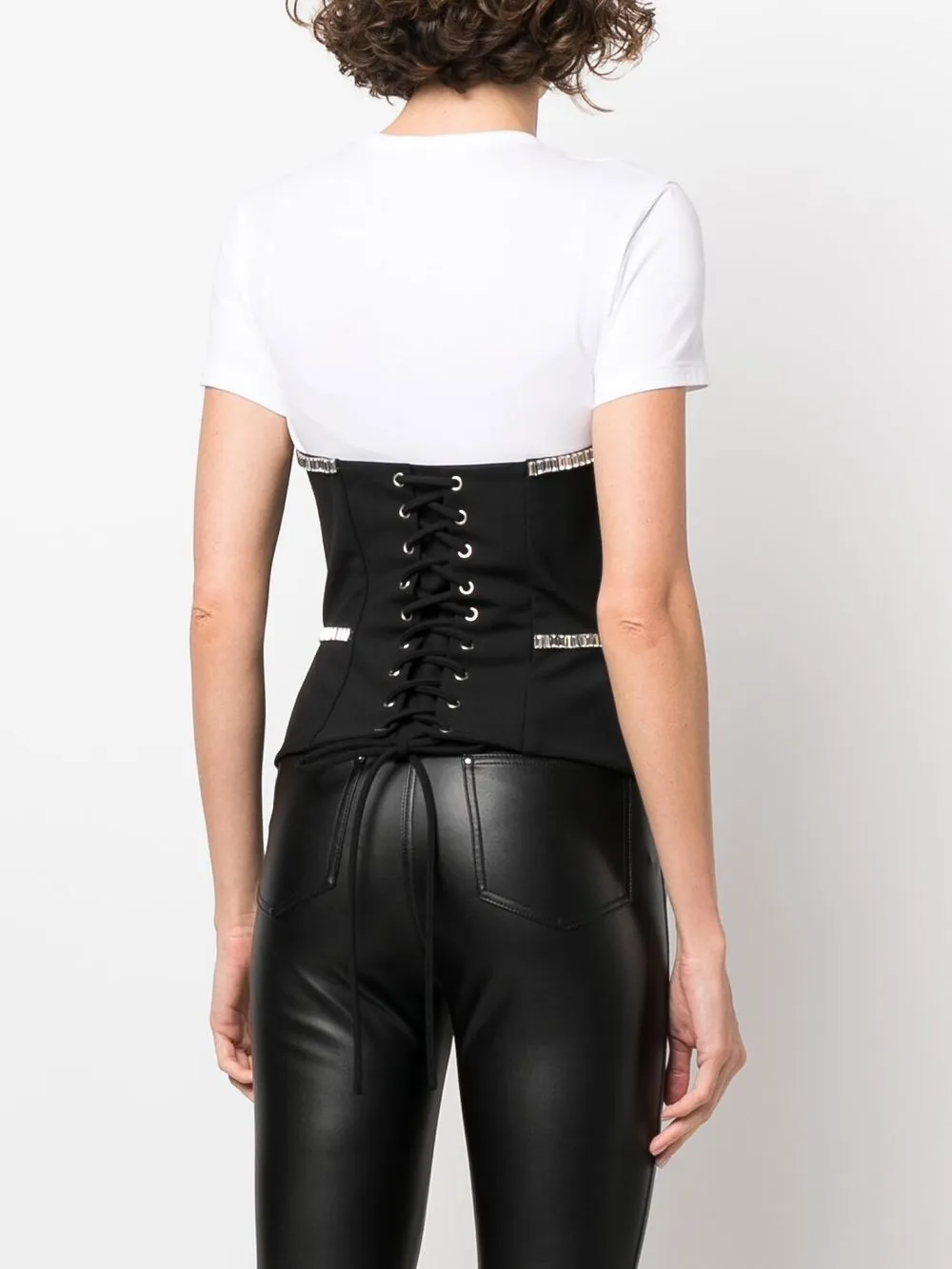 Area Rhinestone-embellished Zip-up Corset In Black | ModeSens