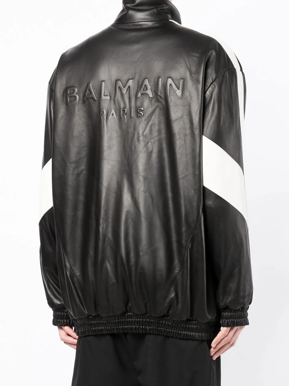 Balmain Logo-embossed Lambskin Jacket In 黑色 | ModeSens