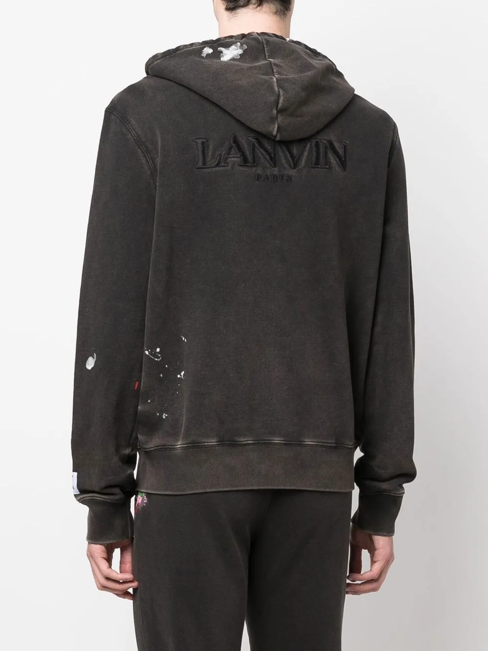 Lanvin Embroidered Logo Zip Up Hoodie Farfetch