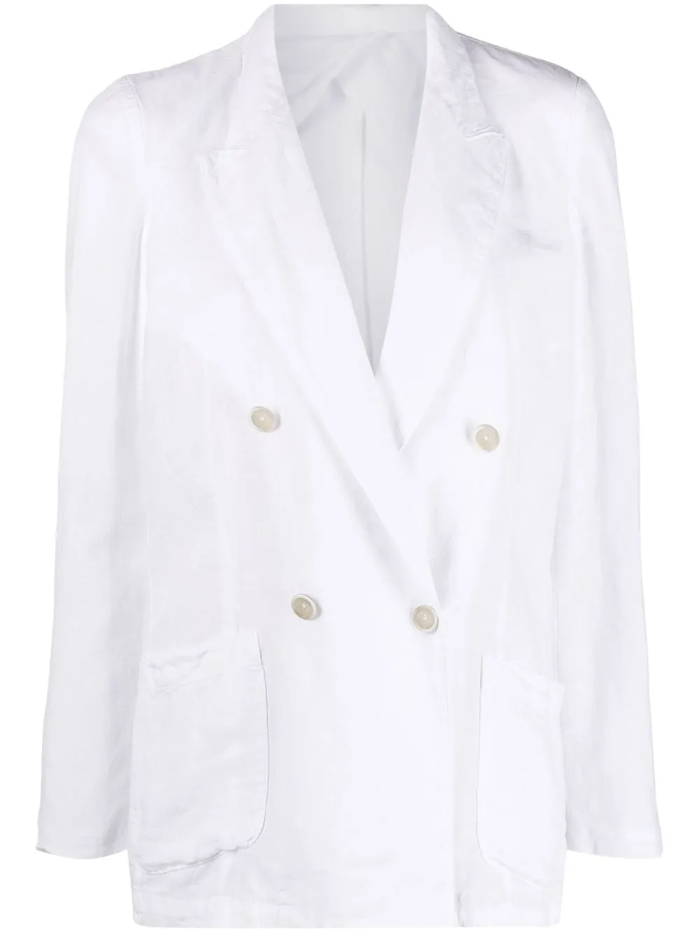 120% Lino Double-breasted Linen Blazer In White | ModeSens