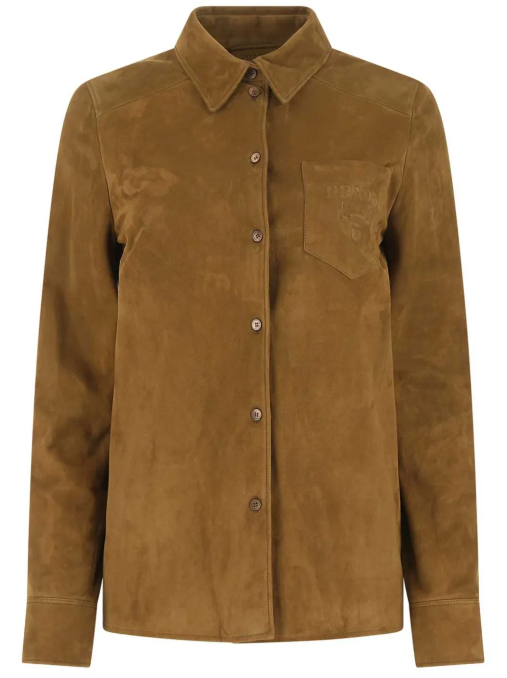 Prada logo-embossed Shirt | Brown | FARFETCH