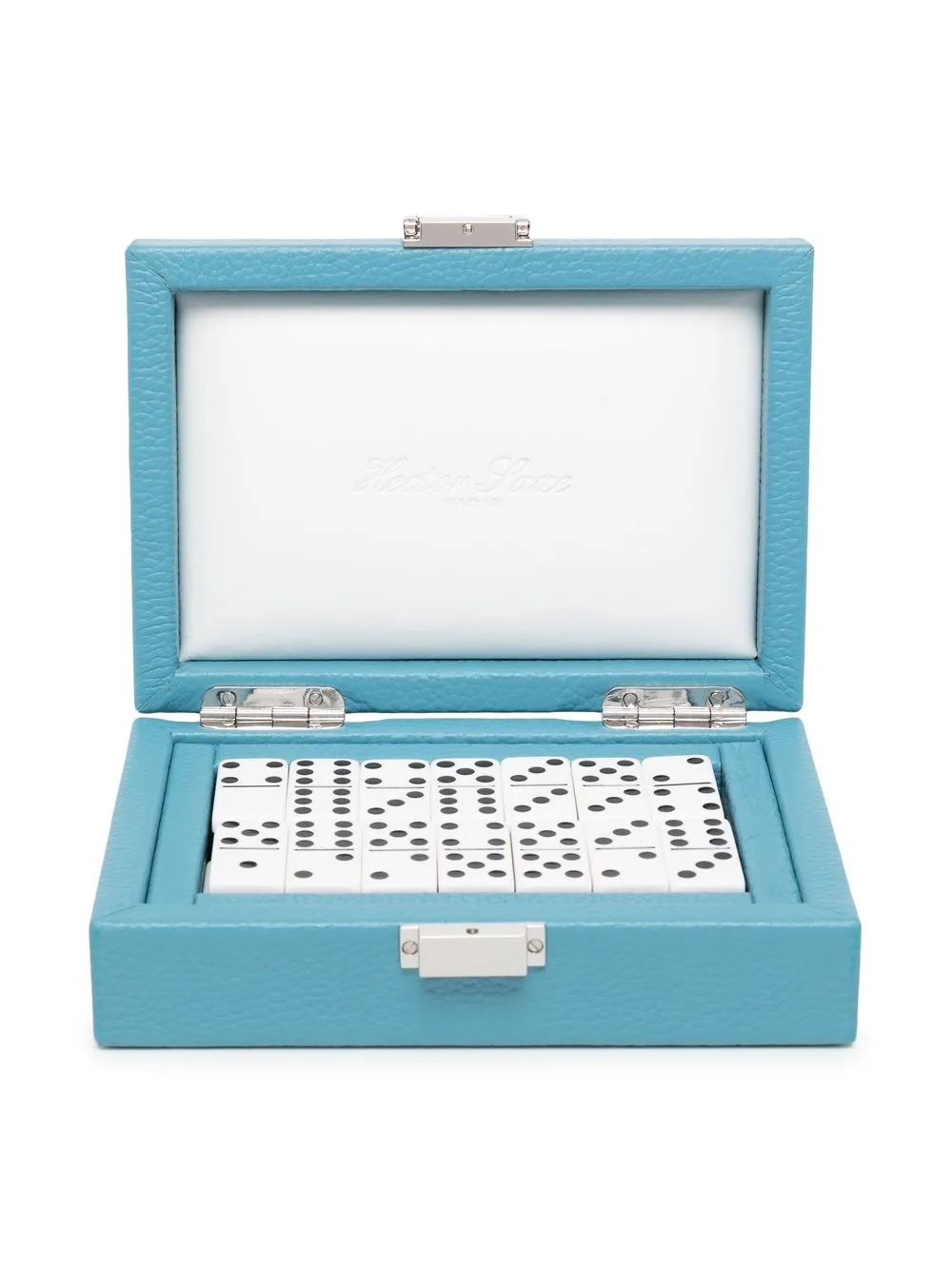 Hector Saxe Leather Box Of Dominos In Blue | ModeSens