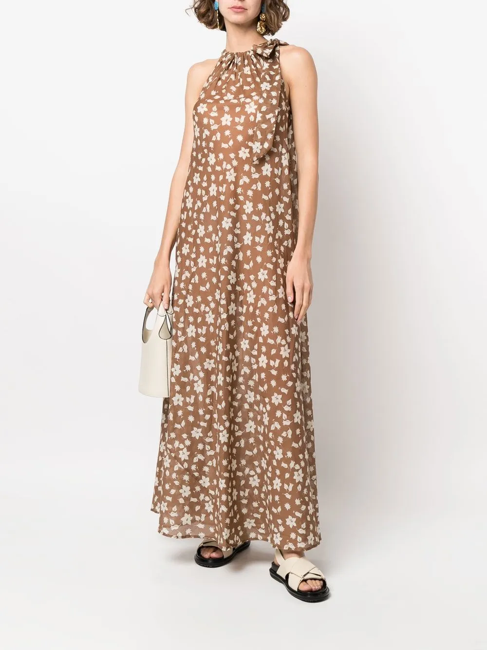 Merci Floral Print Maxi Dress In Brown | ModeSens