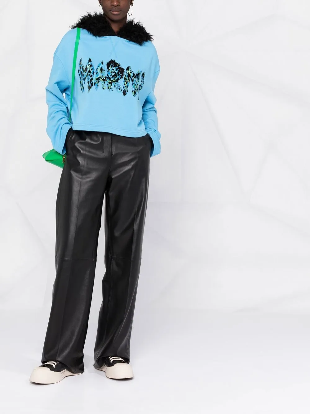 Marni Furry Hood Logo print Sweatshirt Farfetch marni-furry-hood-logo-print-sweatshirt-farfetch