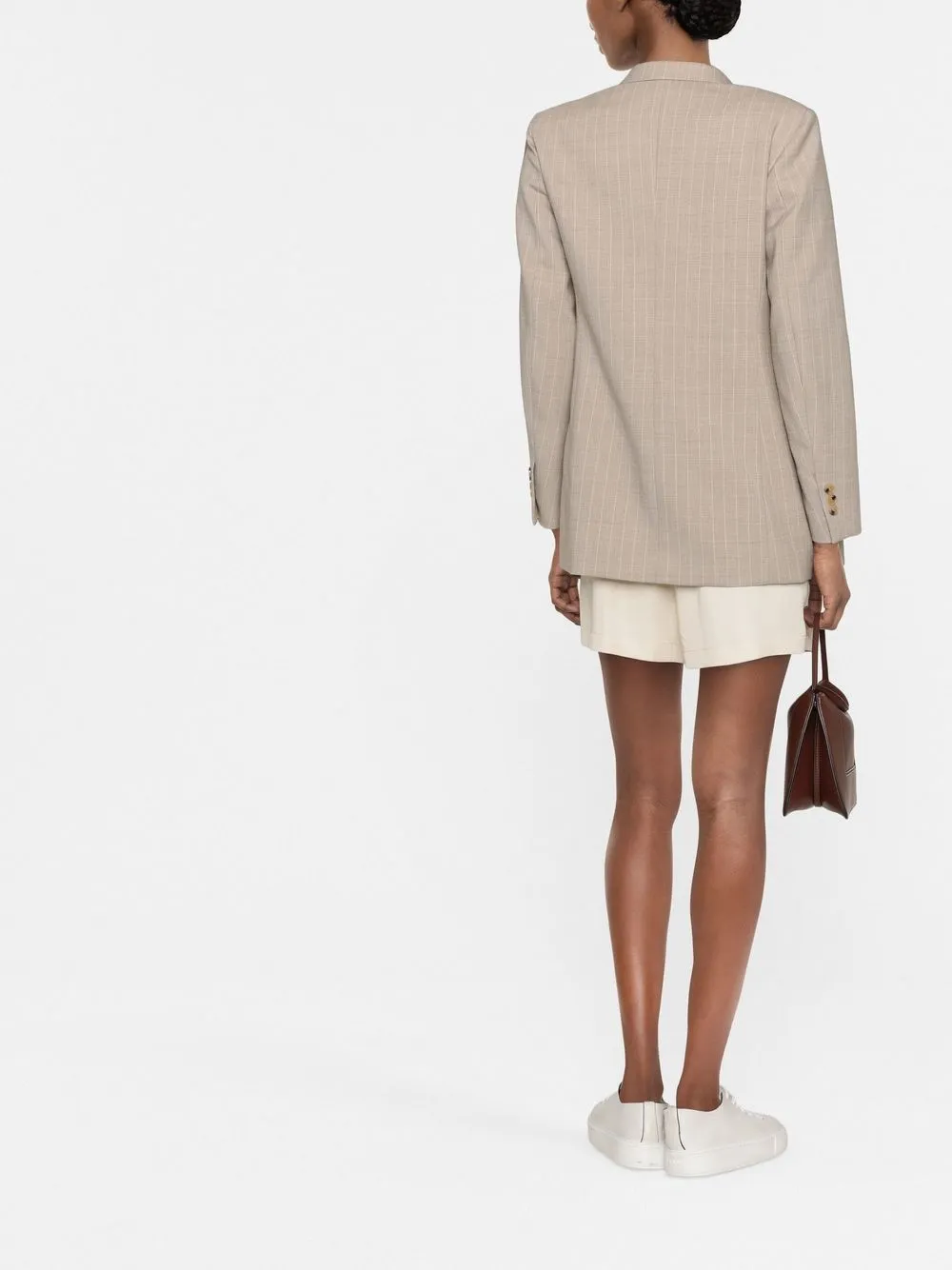 Sandro Checked Double-breasted Blazer In Neutrals | ModeSens