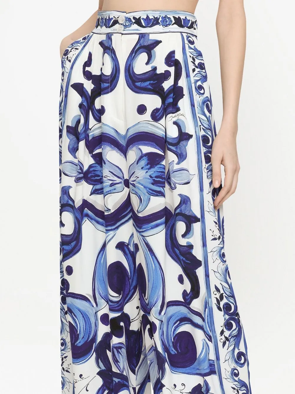 Dolce And Gabbana Majolica Print Flared Trousers Farfetch