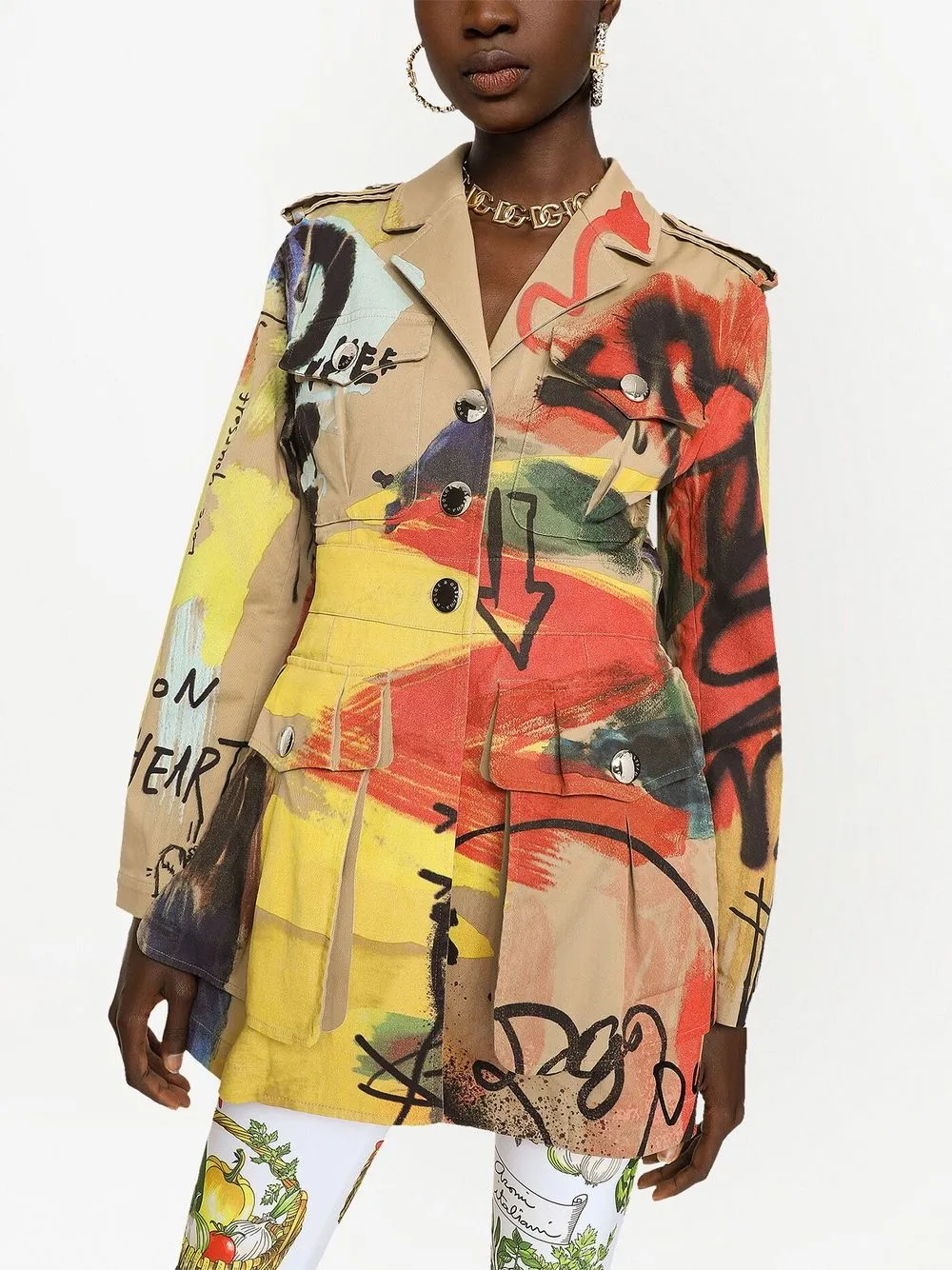 Dolce And Gabbana Graffiti Print Trench Coat Farfetch
