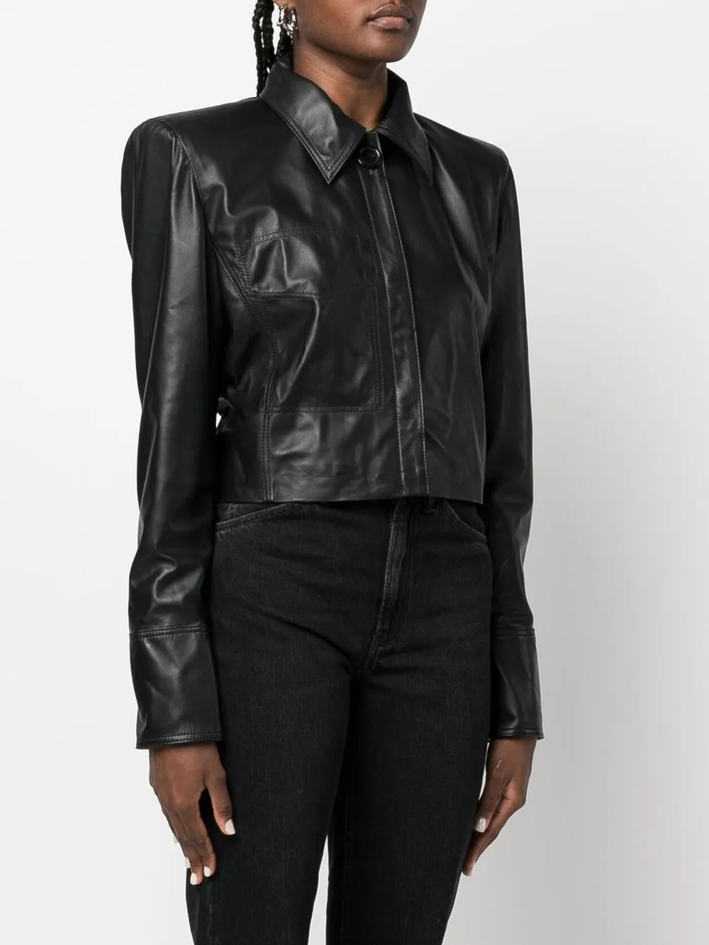Manokhi padded-shoulder leather jacket | Smart Closet