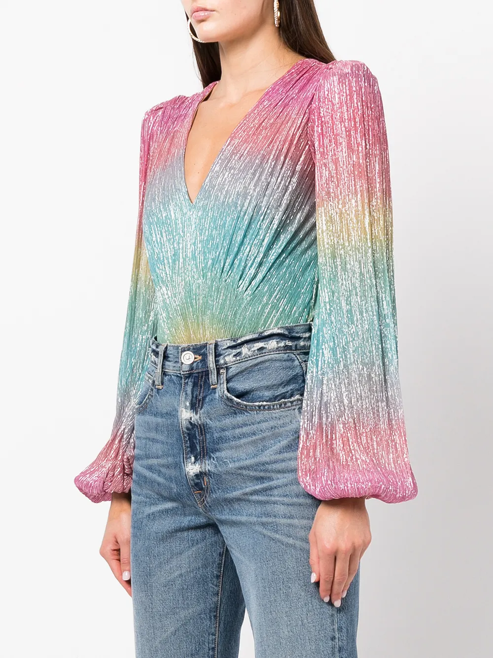 PatBO gradient-print plissé bodysuit | Smart Closet