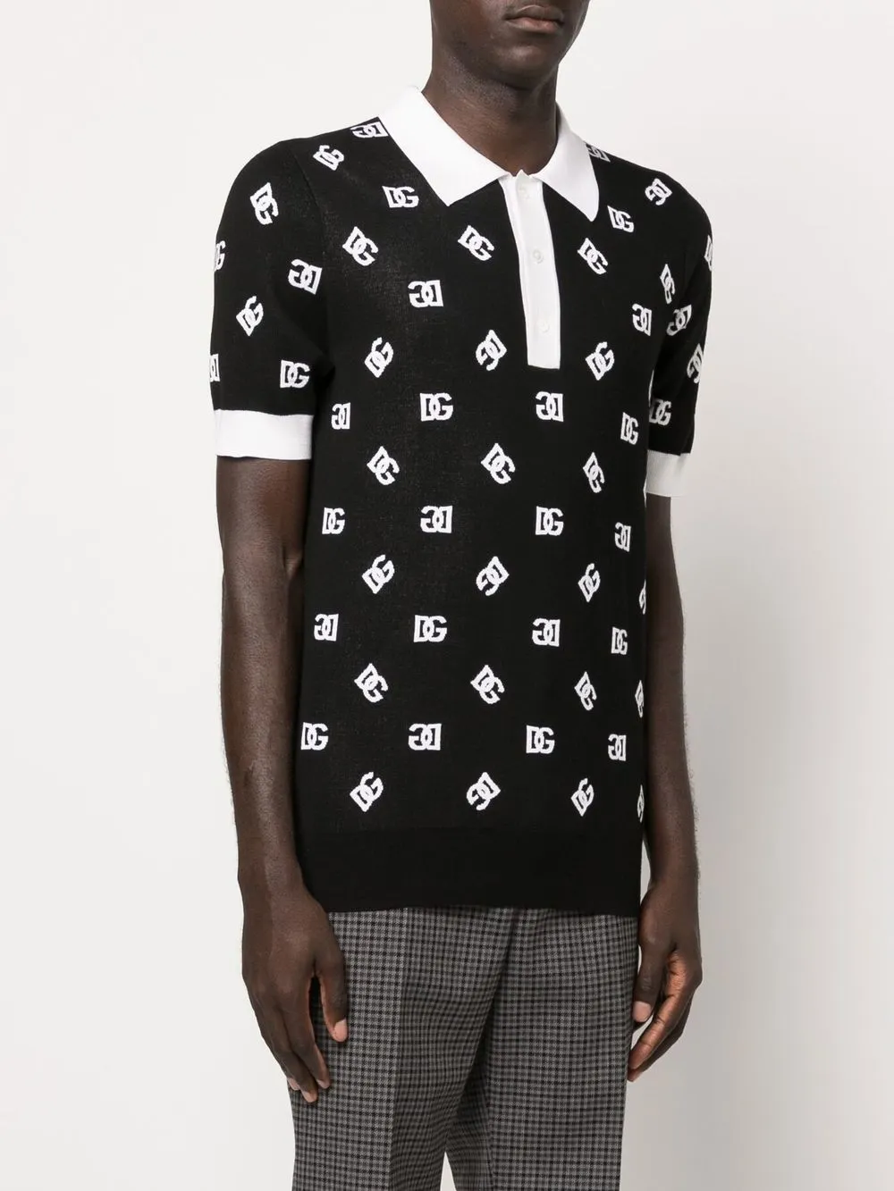 Dolce And Gabbana Monogram Knitted Polo Shirt Farfetch