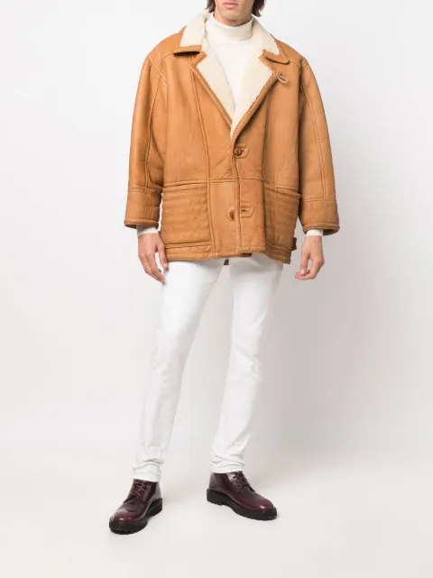 A.N.G.E.L.O. Vintage Cult 1980s shearling-lined Leather Coat - Farfetch