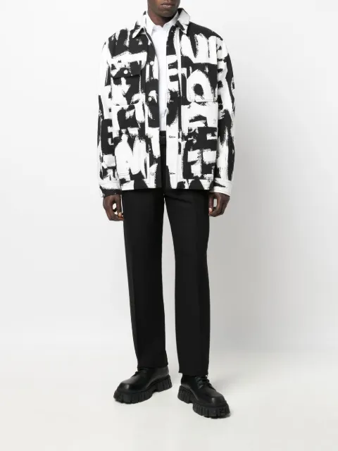 Alexander McQueen Text Print Denim Jacket - Farfetch