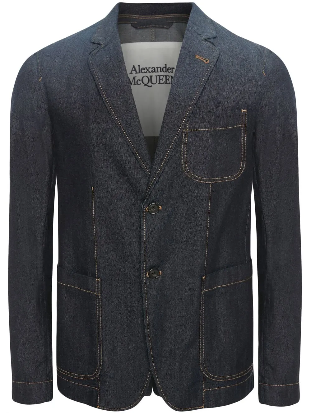 Alexander Mcqueen Tailored Denim Jacket In Blue | ModeSens