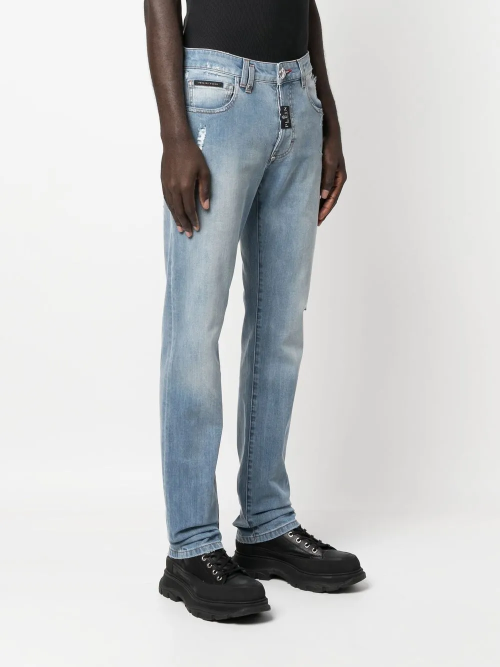 Philipp Plein Supreme-fit Low-rise Slim-fit Jeans In Blue | ModeSens