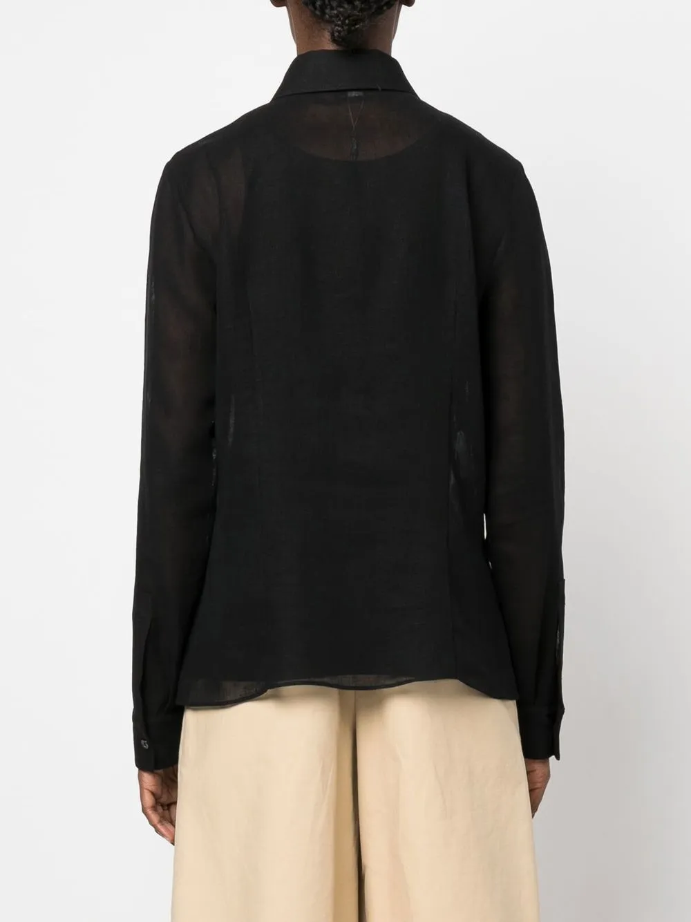 Michael Kors Semi-sheer Linen Shirt In Black | ModeSens