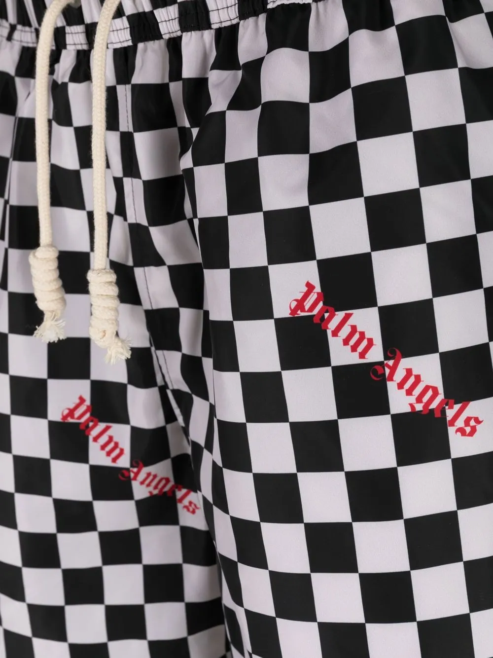 Palm Angels damier-print Swim Shorts | White | FARFETCH