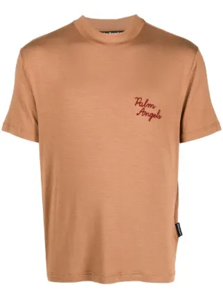 Palm Angels logo-lettering T-shirt | Brown | FARFETCH UK