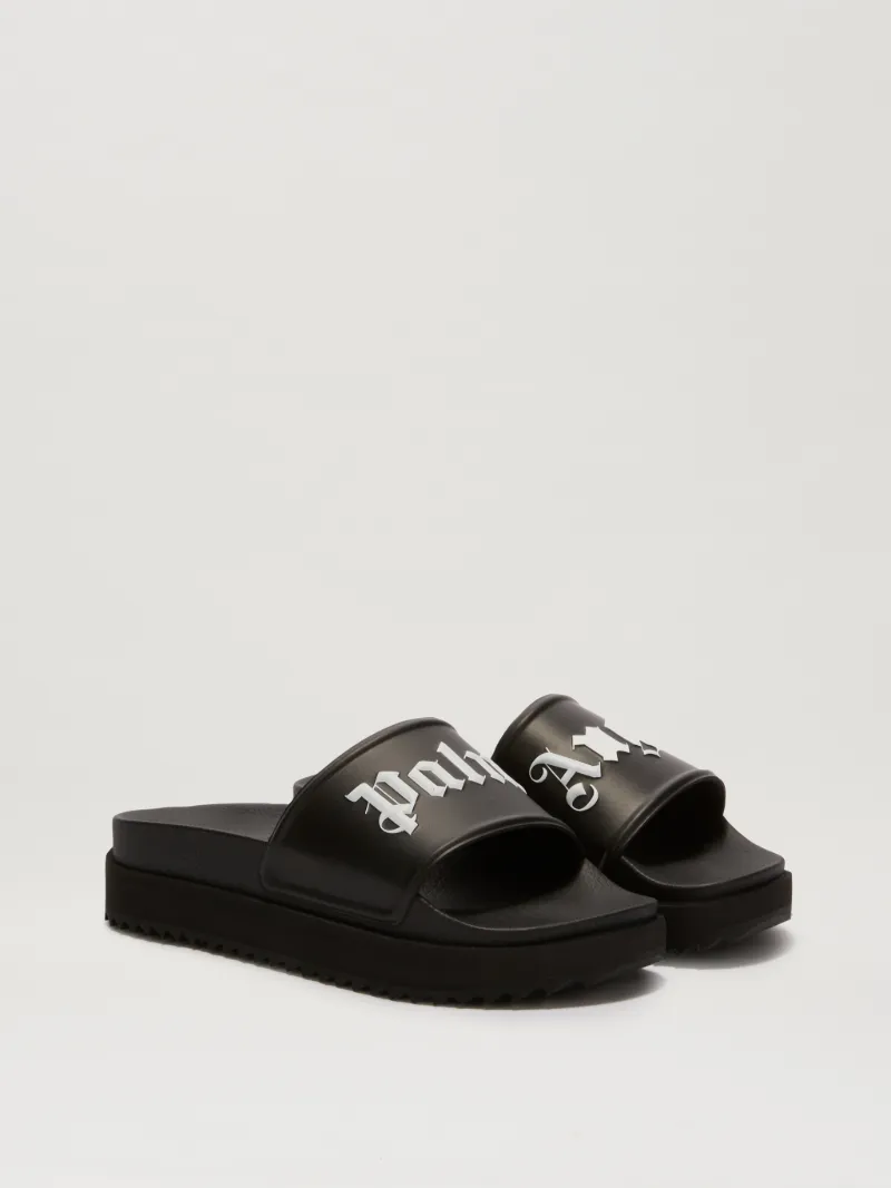 PLATFORM SLIDERS in black white - Palm Angels® Official