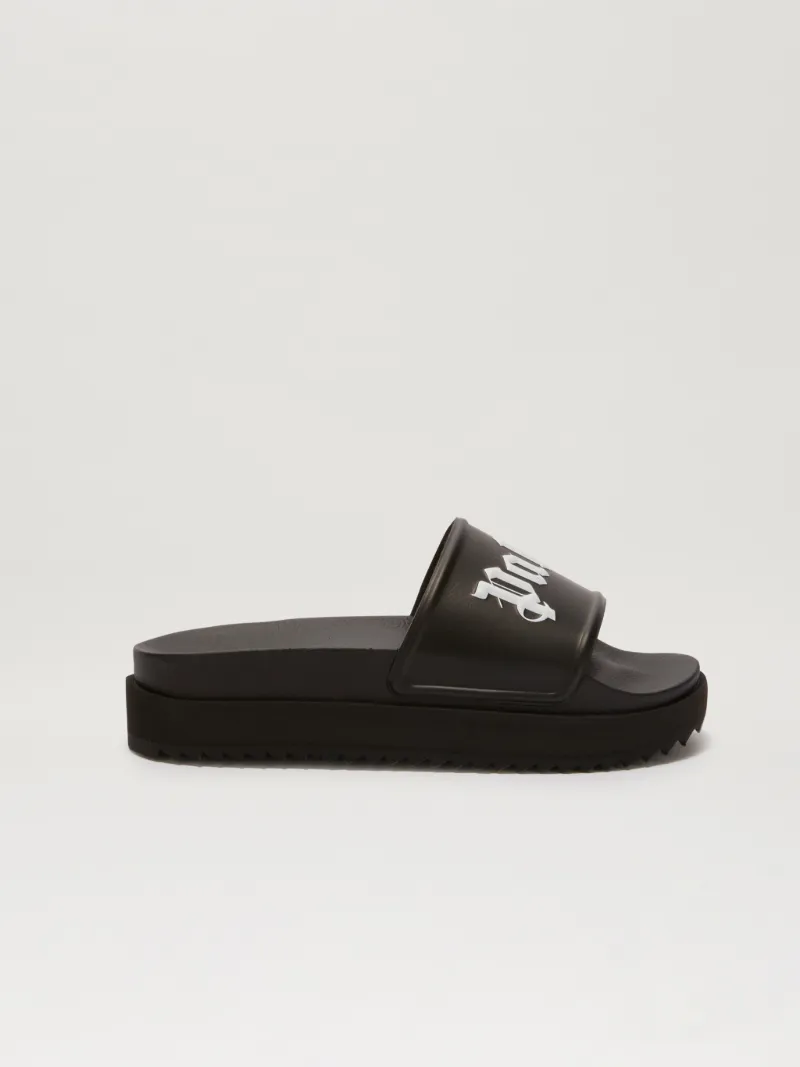 PLATFORM SLIDERS in black white - Palm Angels® Official