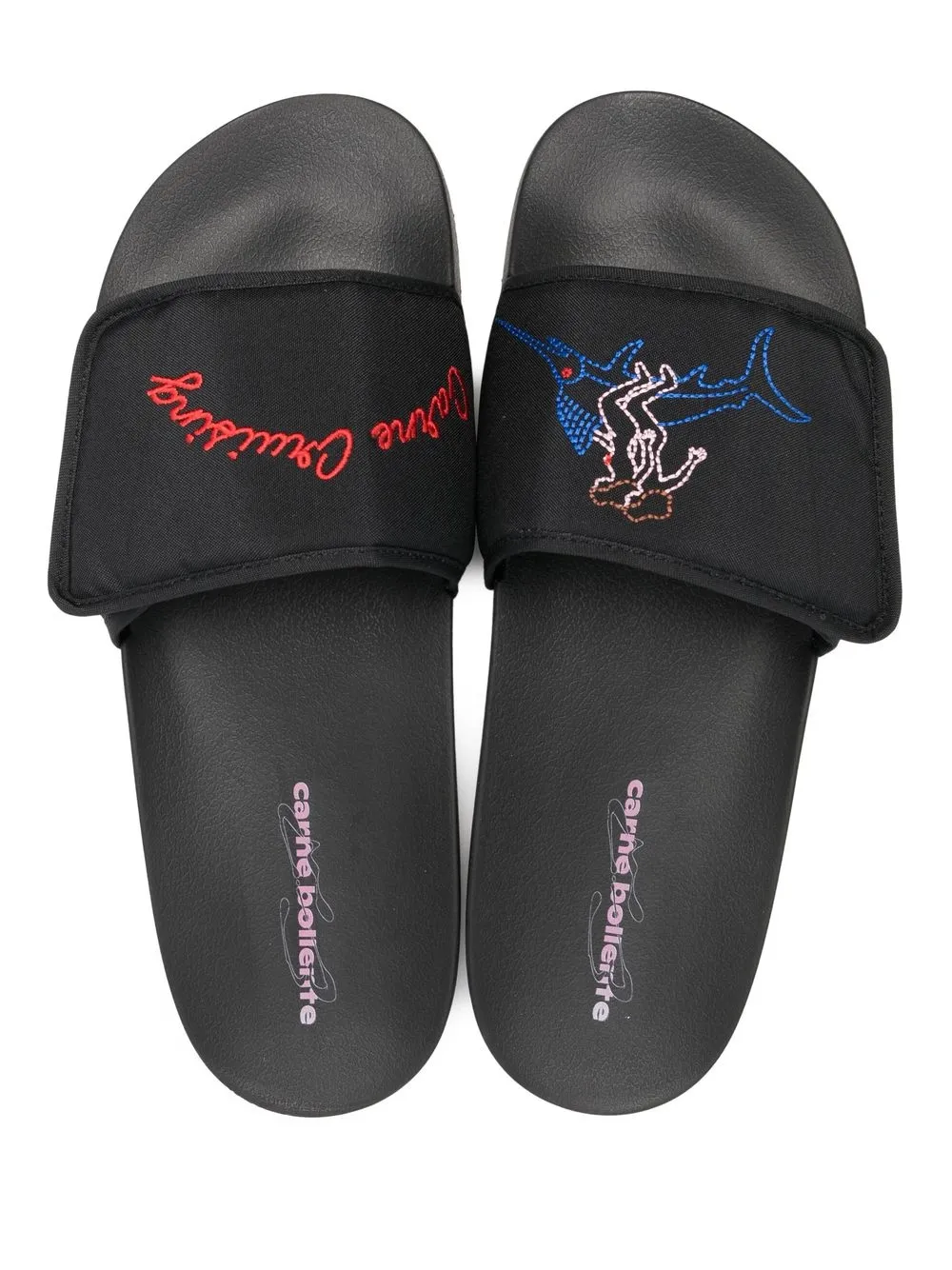 CARNE BOLLENTE embroidered flat pool slides | Smart Closet