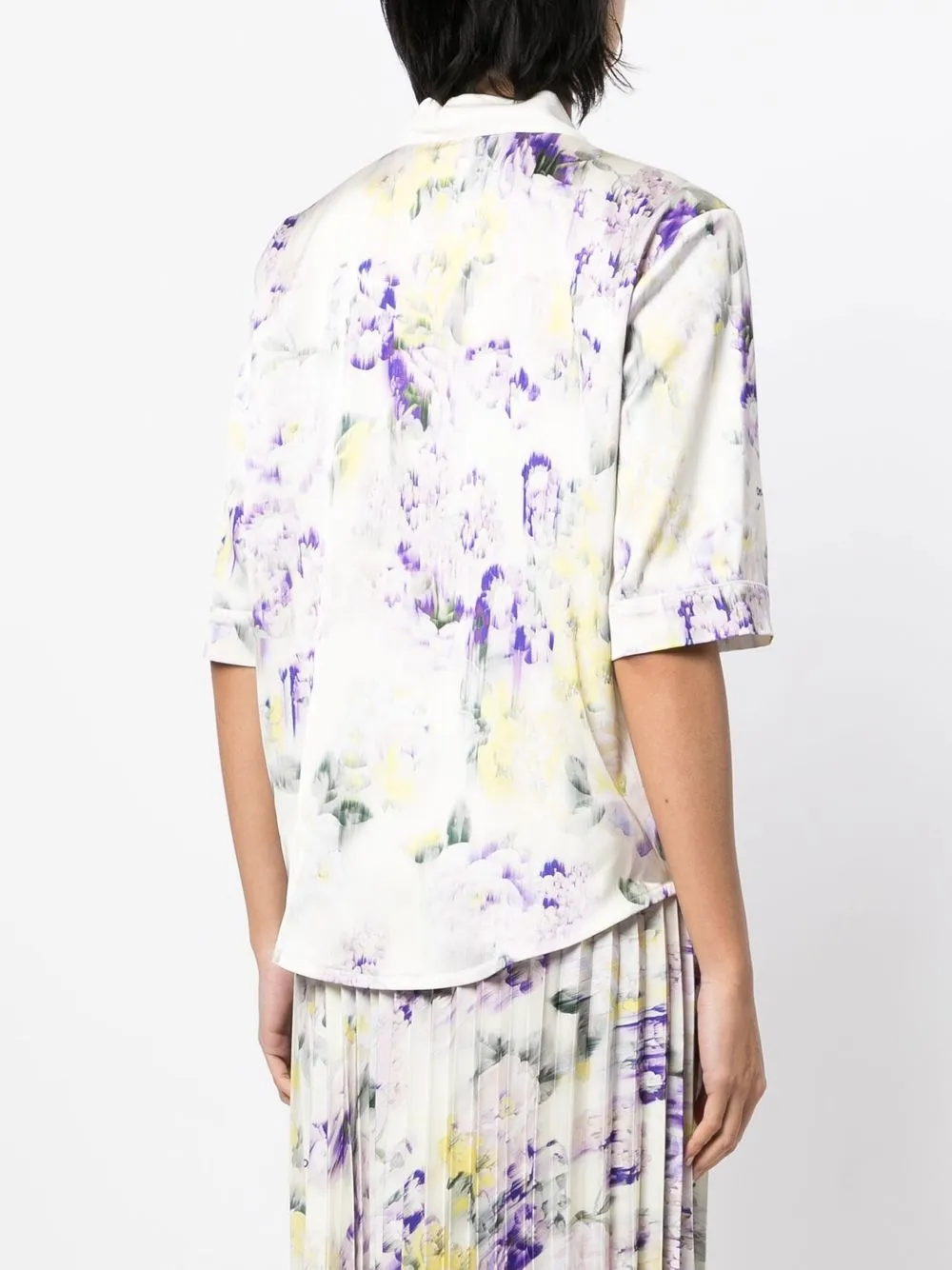 Off-white Floral-print Satin Blouse In Multicolour | ModeSens