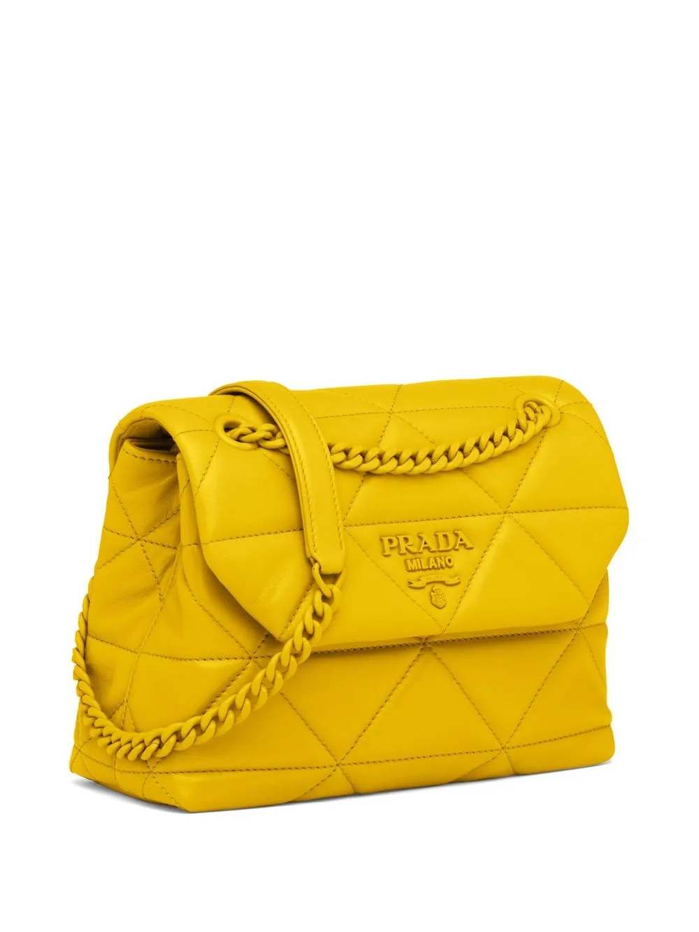 Prada diamond-quilt Leather Shoulder Bag | Yellow | FARFETCH