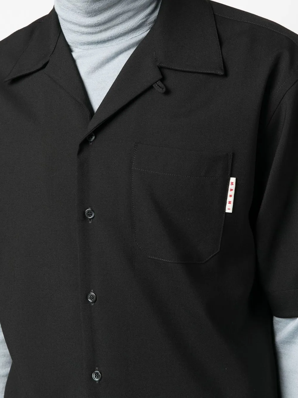 Marni logo-tag Wool Shirt - Farfetch