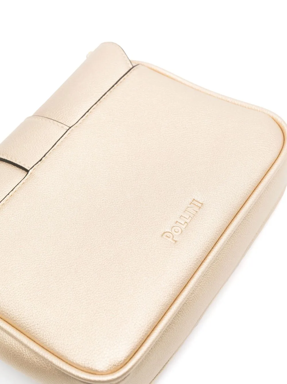 Pollini Logo-plaque Faux-leather Shoulder Bag In Gold | ModeSens